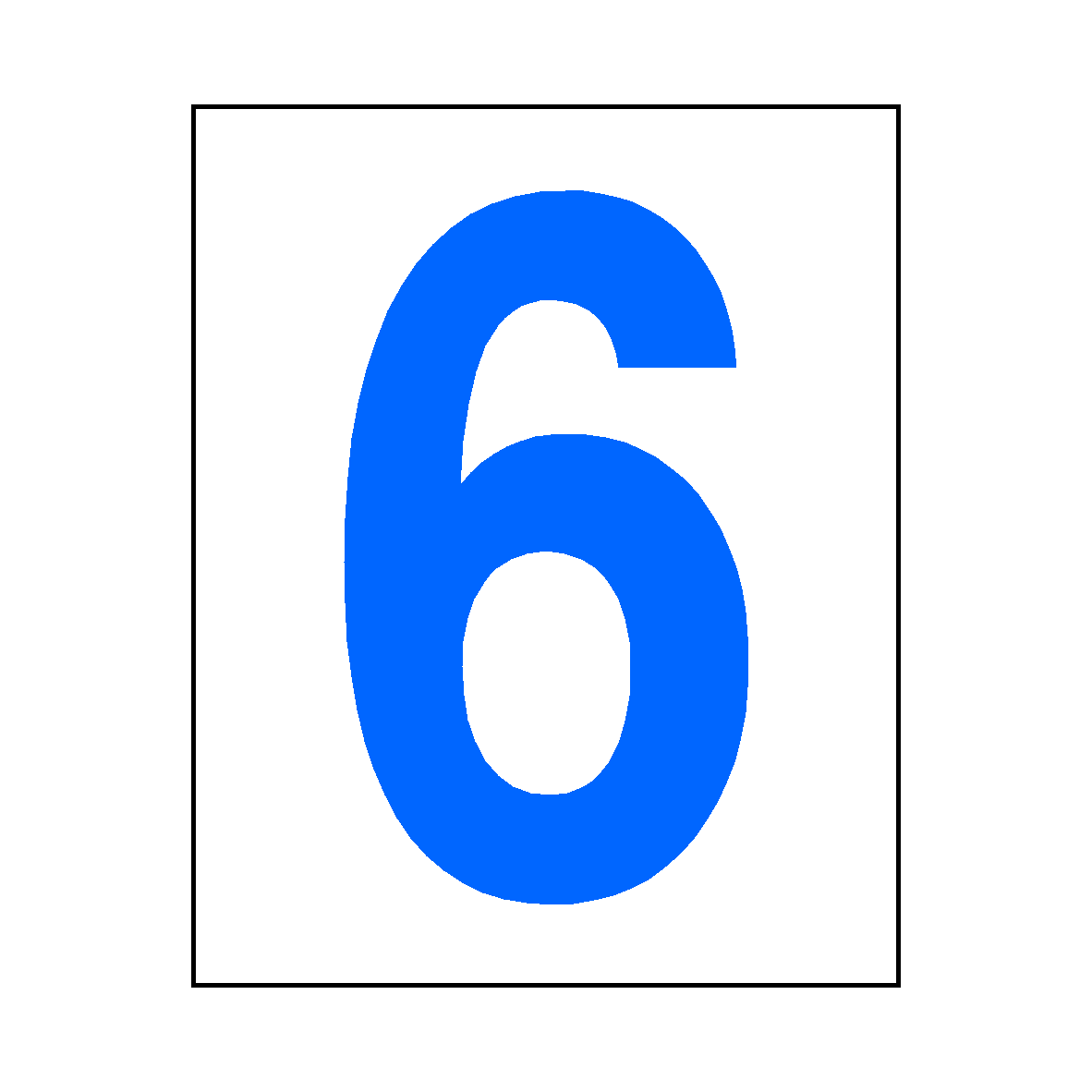 Number 6 Sticker Blue | Safety-Label.co.uk
