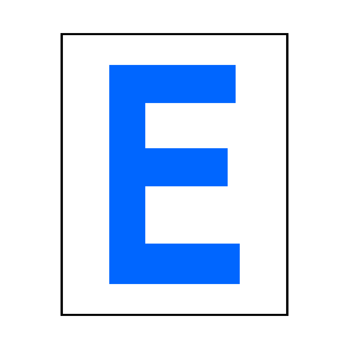 Letter E Sticker Blue | Safety-Label.co.uk