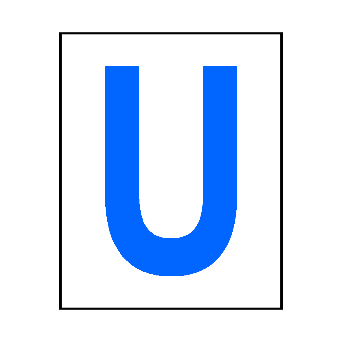 Letter U Sticker Blue | Safety-Label.co.uk