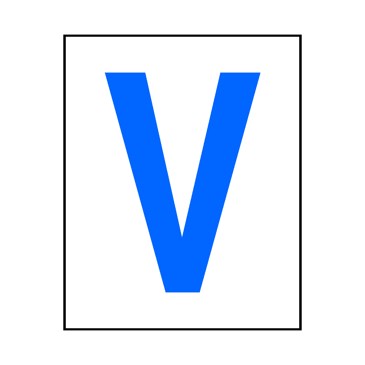 Letter V Sticker Blue | Safety-Label.co.uk