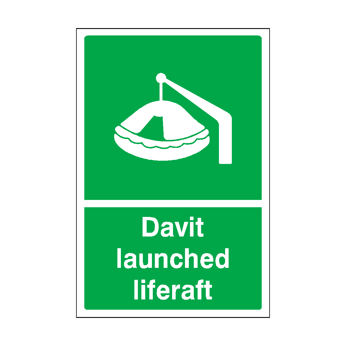 Davit Launched Liferaft Sign | Safety-Label.co.uk