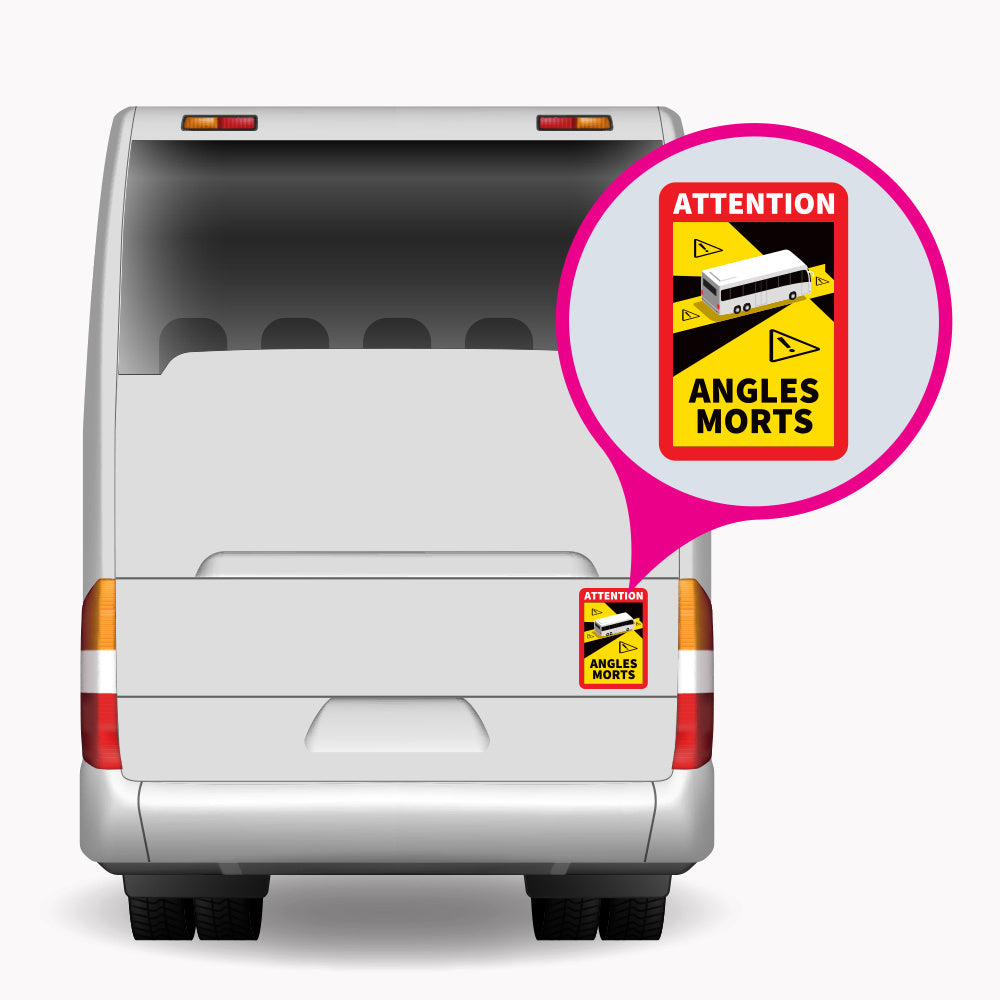 Blind Spot Angles Morts Coach / Bus Magnetic Sign | Safety-Label.co.uk