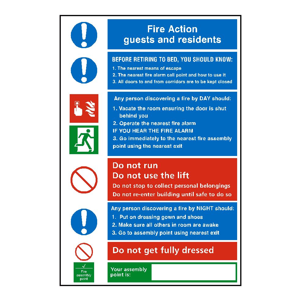 Hotel Fire Action Notice Sign | Safety-Label.co.uk