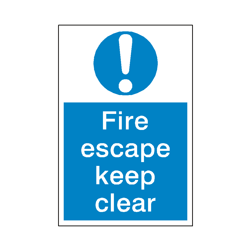 Fire Escape Keep Clear Sign | Safety-Label.co.uk