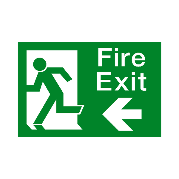 Fire Exit Arrow Left Sticker | Safety-Label.co.uk