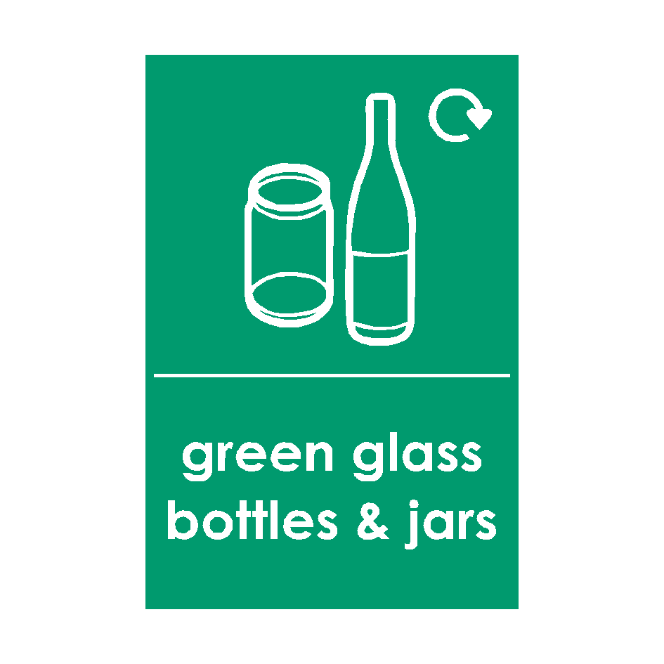 Green Glass Waste Sticker | Safety-Label.co.uk