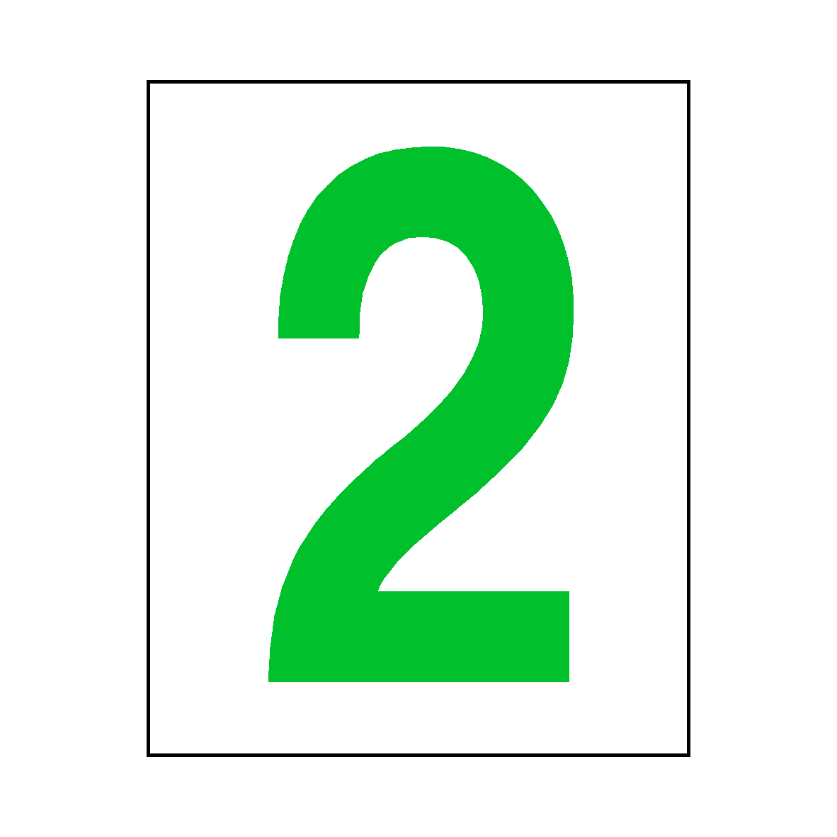Number 2 Sticker Green | Safety-Label.co.uk