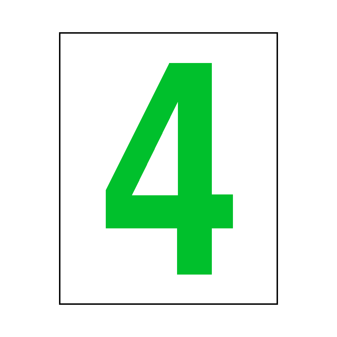 Number 4 Sticker Green | Safety-Label.co.uk
