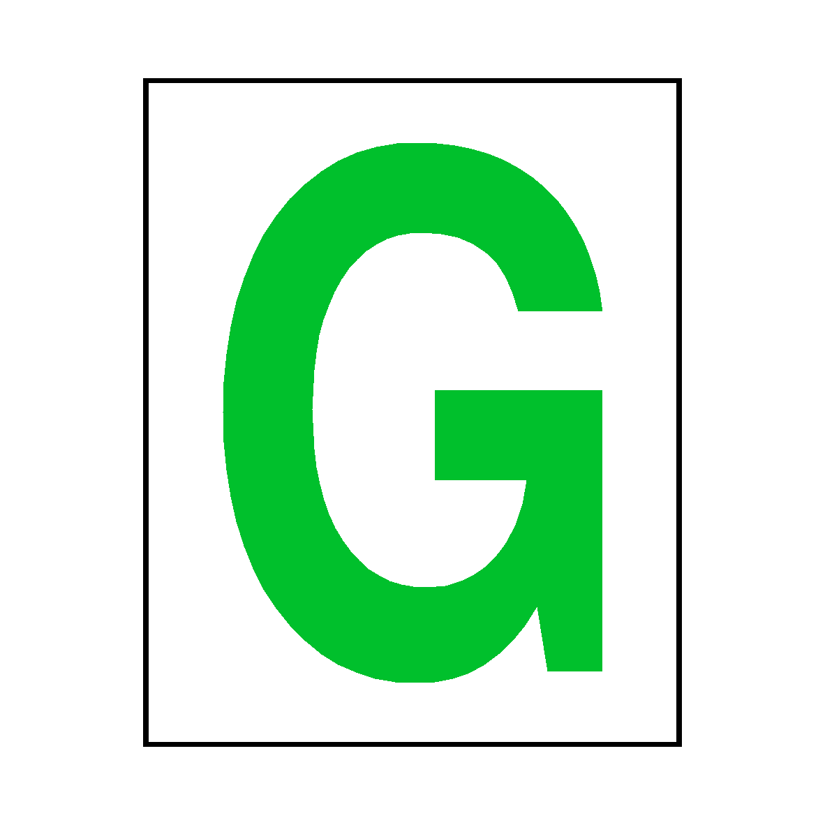 Letter G Sticker Green | Safety-Label.co.uk