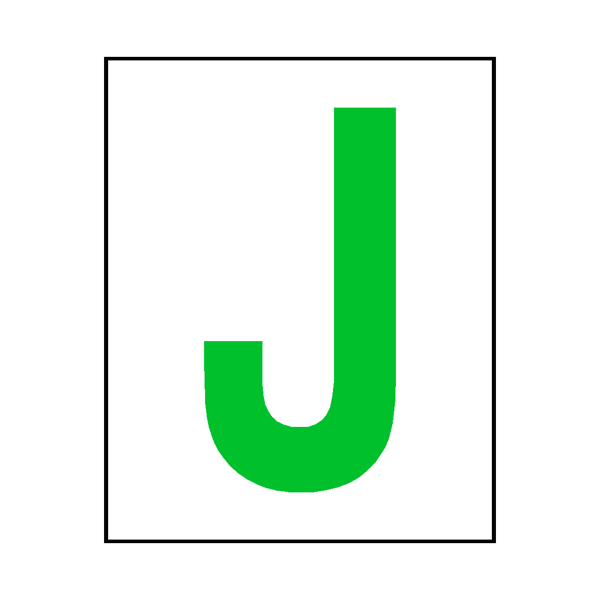 Letter J Sticker Green | Safety-Label.co.uk