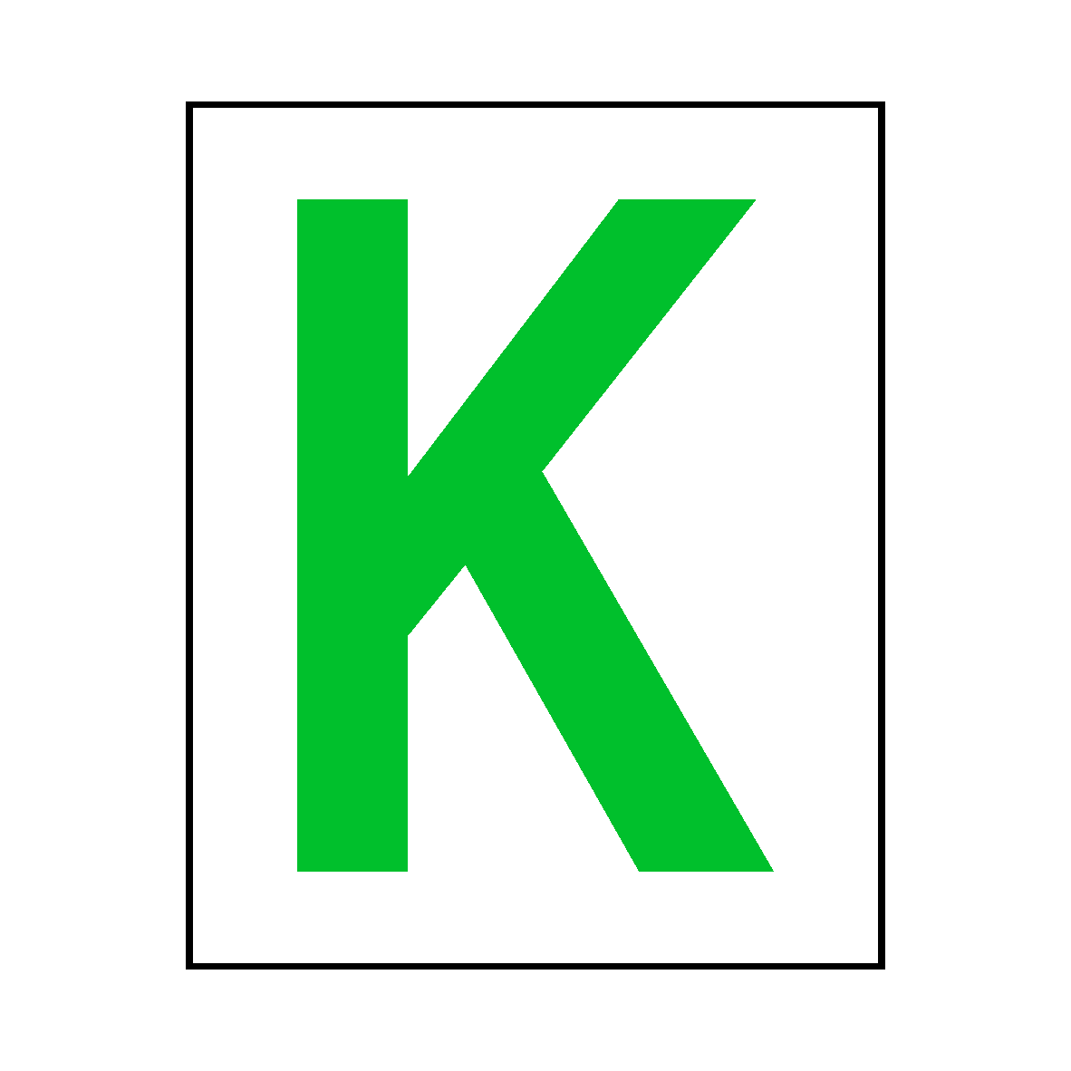 Letter K Sticker Green | Safety-Label.co.uk