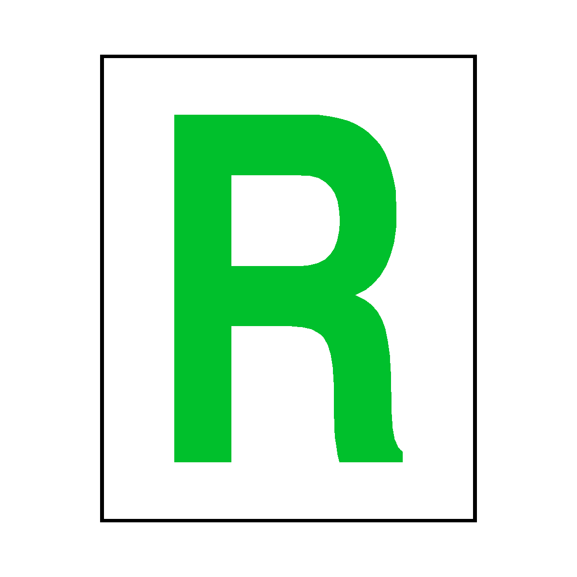 Letter R Sticker Green | Safety-Label.co.uk