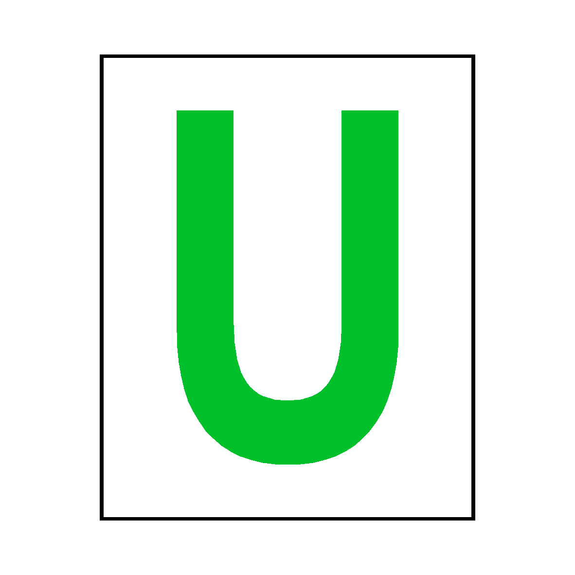 Letter U Sticker Green | Safety-Label.co.uk