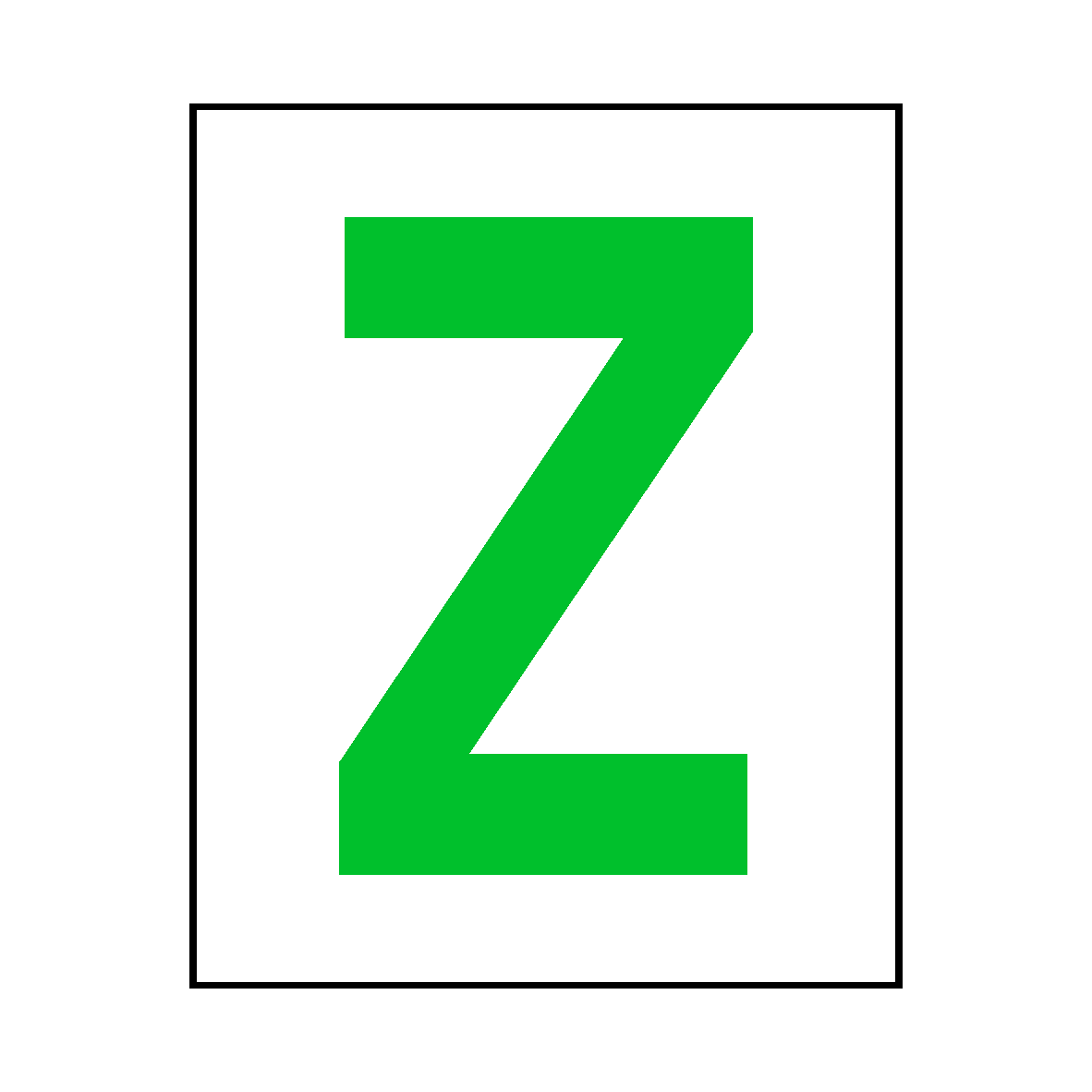 Letter Z Sticker Green | Safety-Label.co.uk
