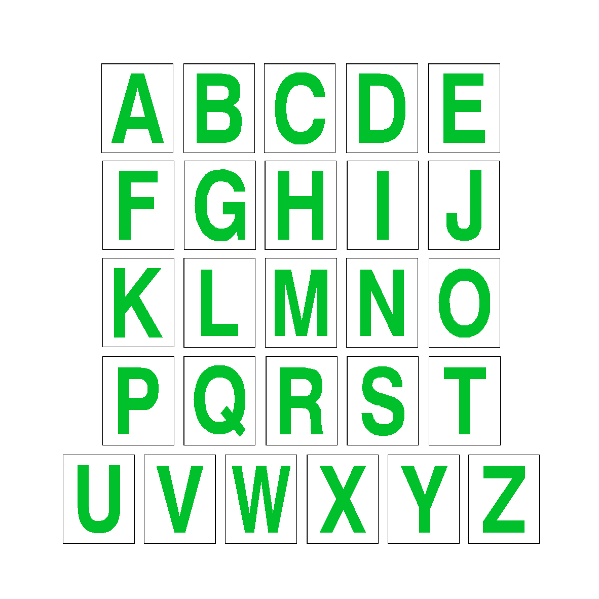 Alphabet Letter Sticker Pack Green | Safety-Label.co.uk