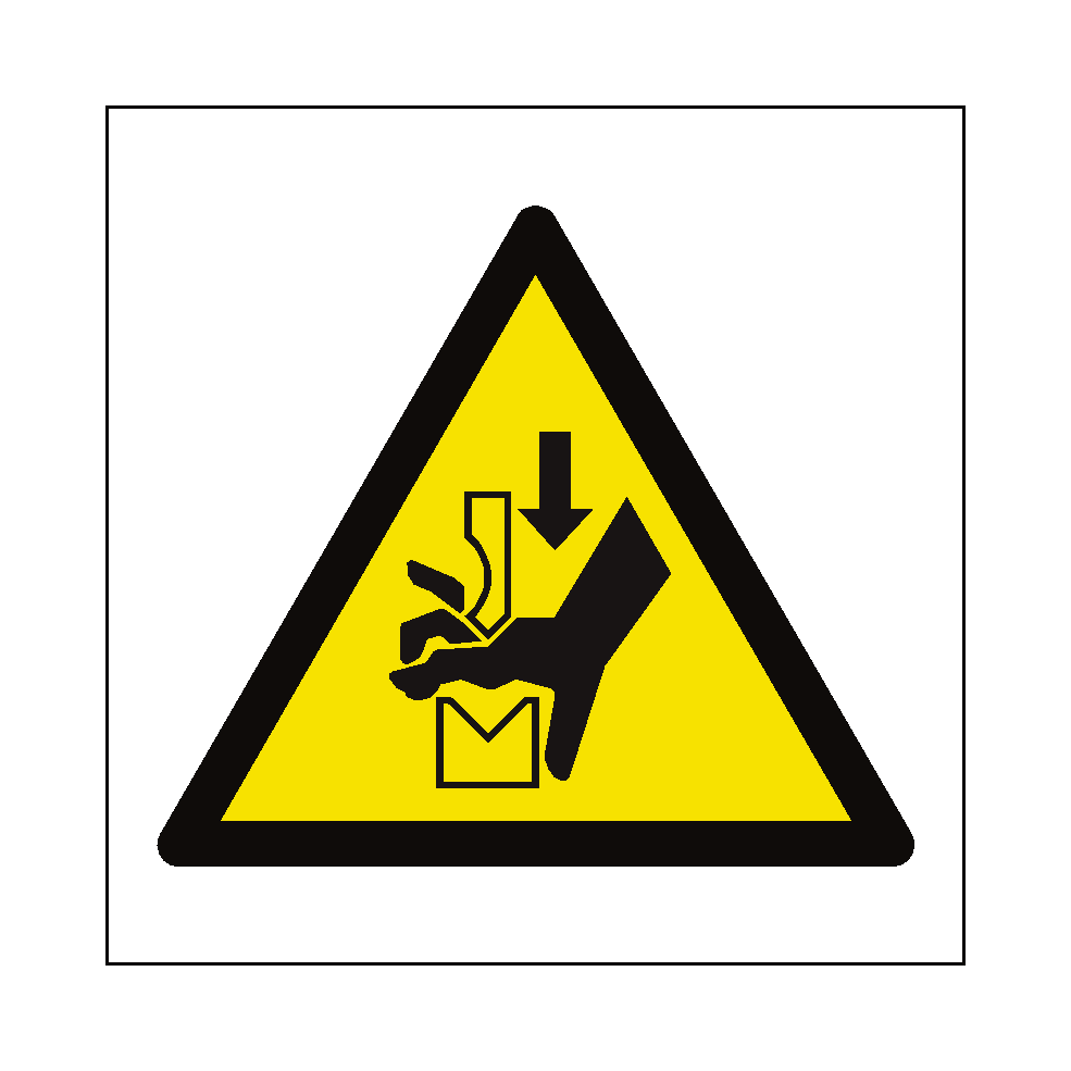 Hand Crush in Press Hazard Symbol Sign | Safety-Label.co.uk