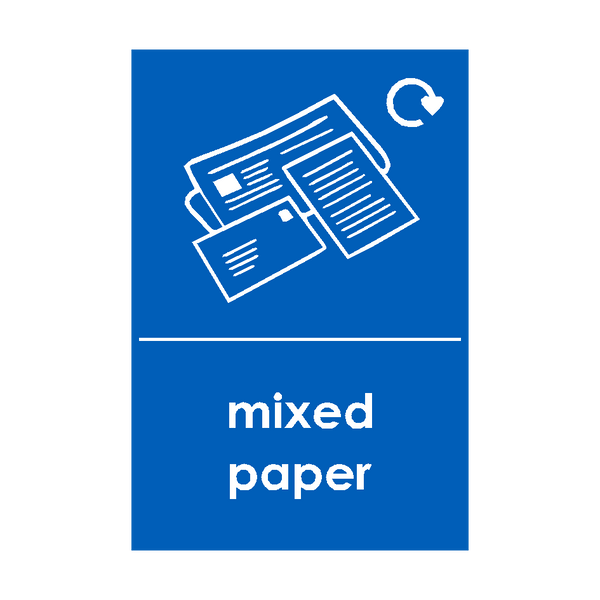 Mixed Paper Waste Recycling Signs | Safety-Label.co.uk