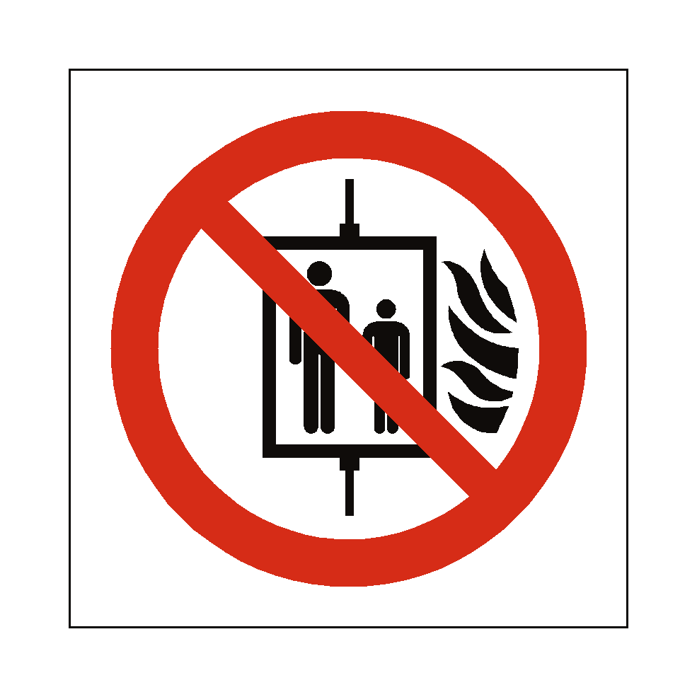No Use Of Lift In Event Of Fire Symbol Sign | Safety-Label.co.uk