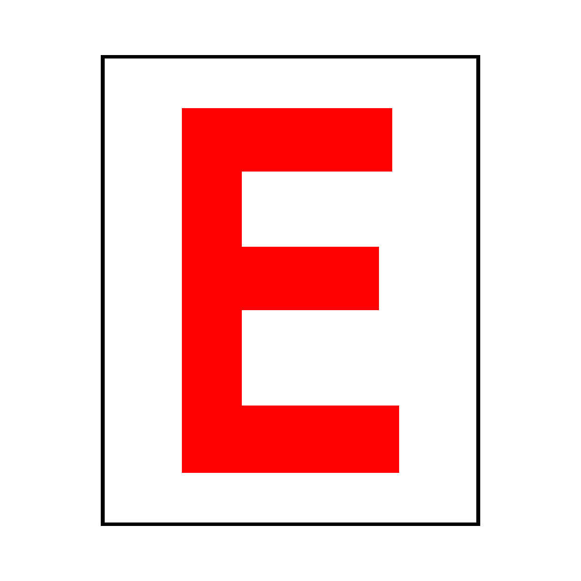 Letter E Sticker Red | Safety-Label.co.uk