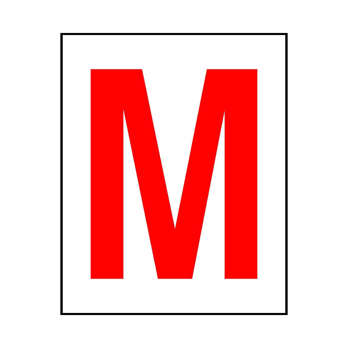 Letter M Sticker Red | Safety-Label.co.uk