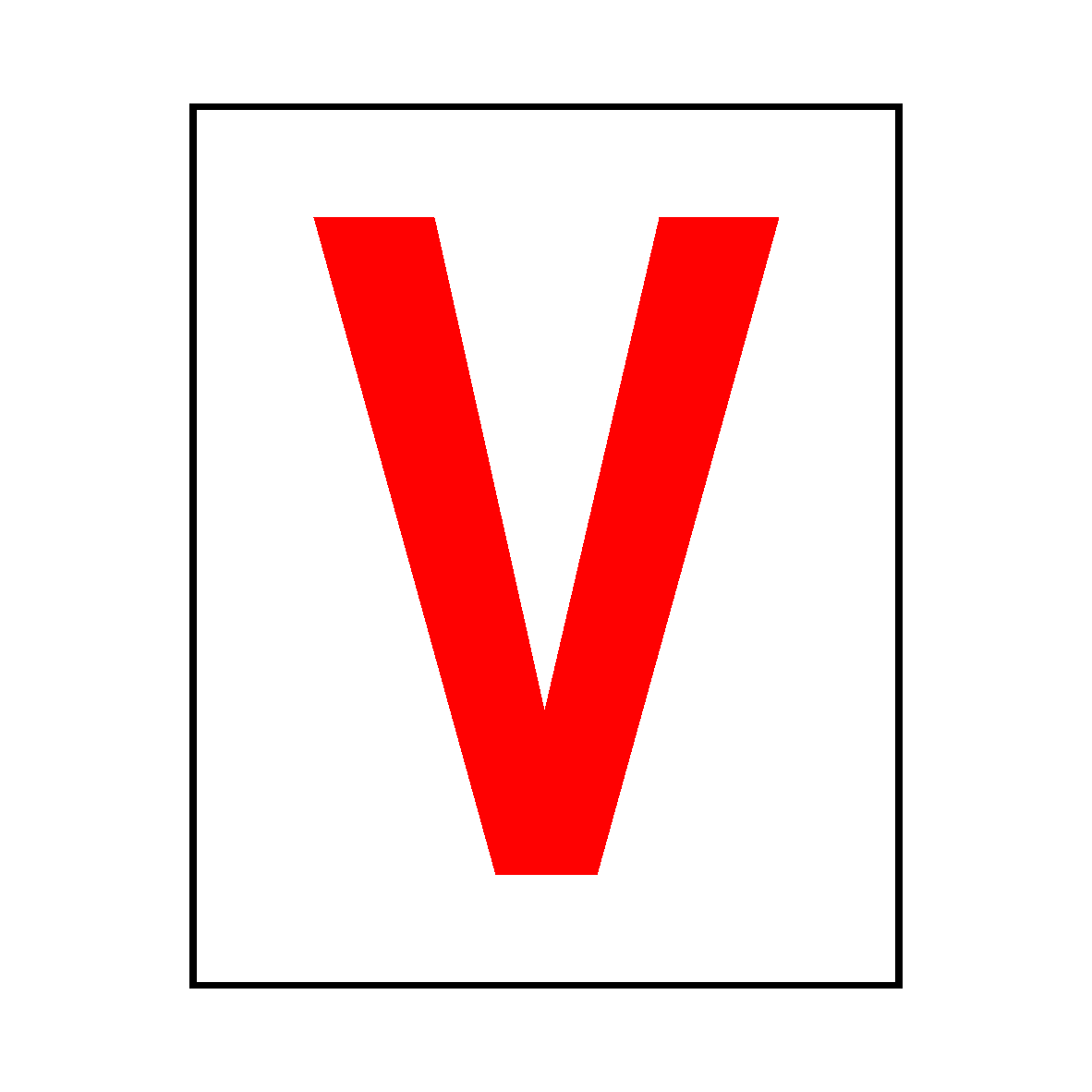 Letter V Sticker Red | Safety-Label.co.uk