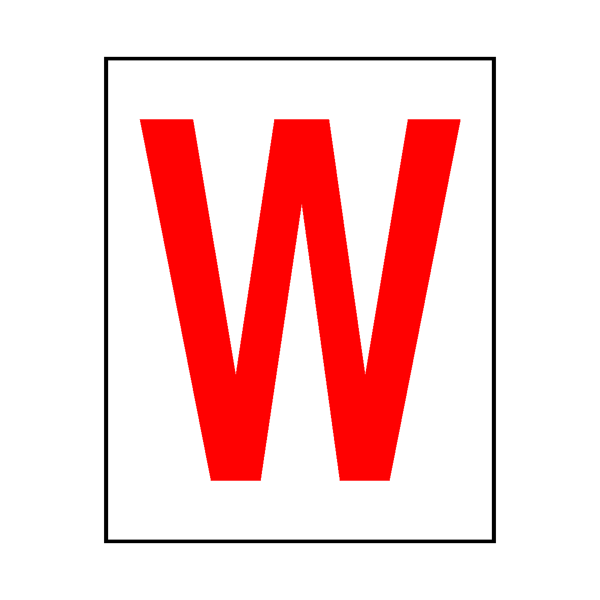 Letter W Sticker Red | Safety-Label.co.uk