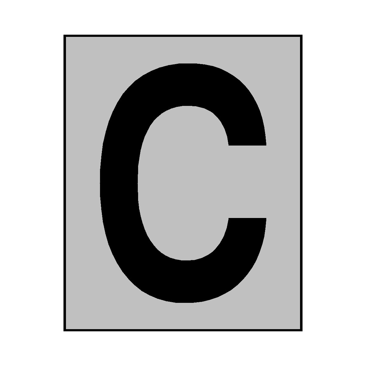 Silver Letter C Sticker | Safety-Label.co.uk
