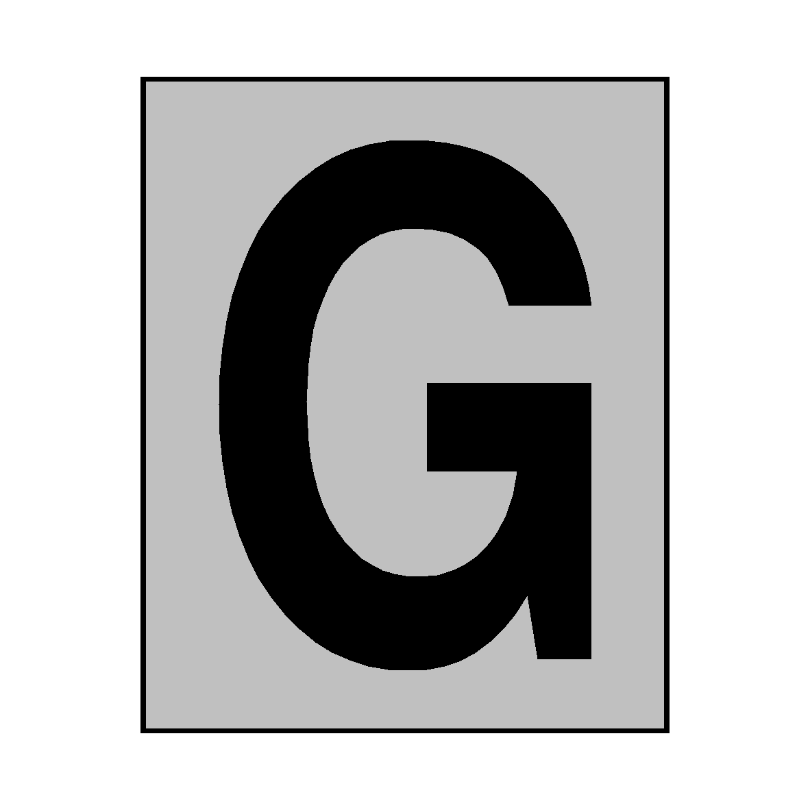 Silver Letter G Sticker | Safety-Label.co.uk