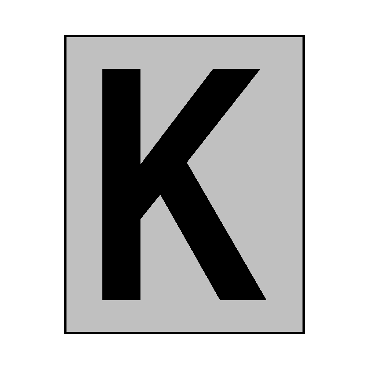 Silver Letter K Sticker | Safety-Label.co.uk