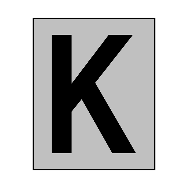 Silver Letter K Sticker | Safety-Label.co.uk