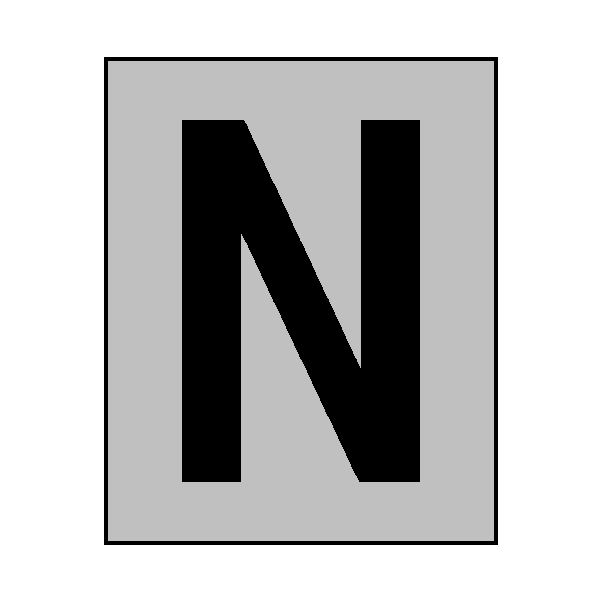 Silver Letter N Sticker | Safety-Label.co.uk