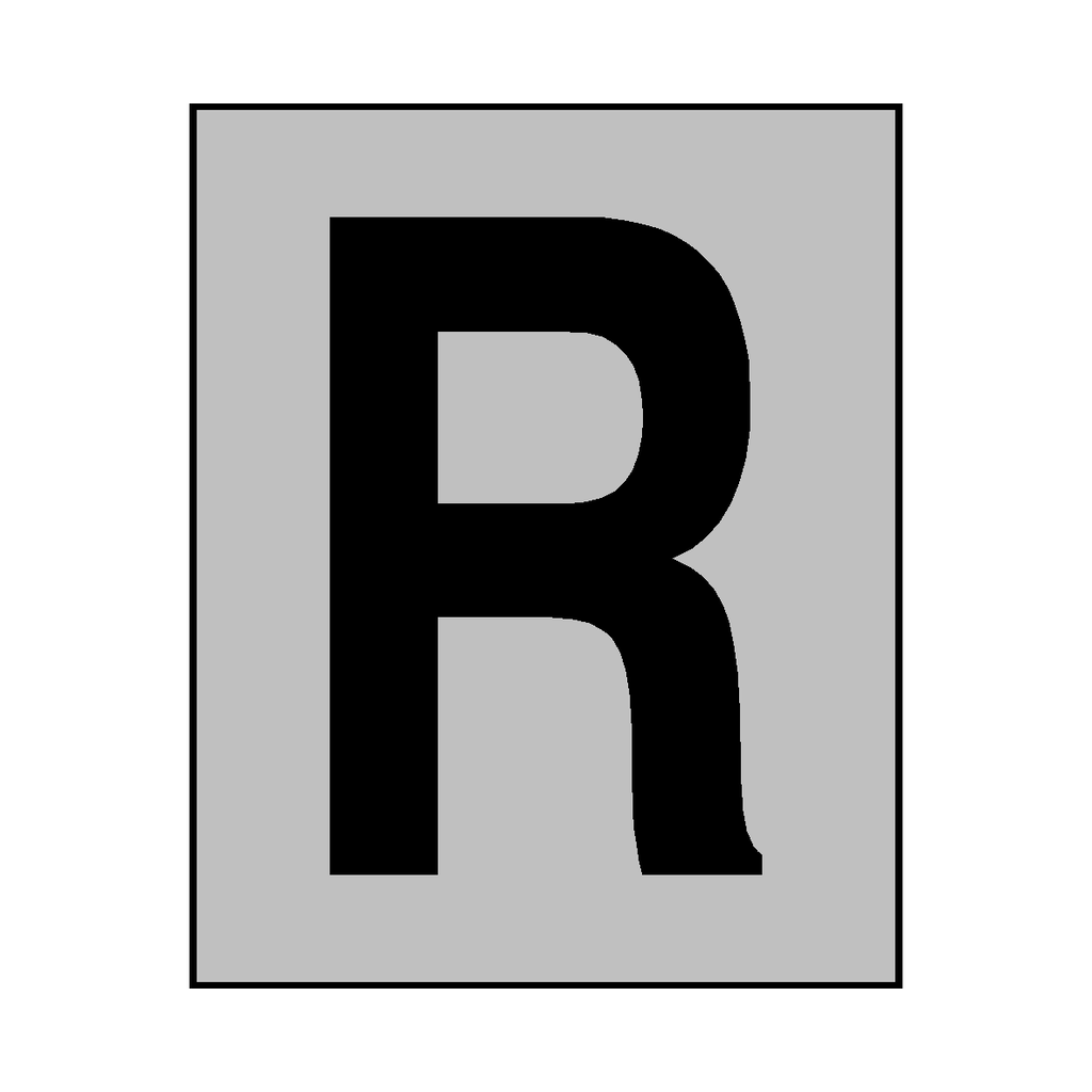 Silver Letter R Sticker | Safety-Label.co.uk
