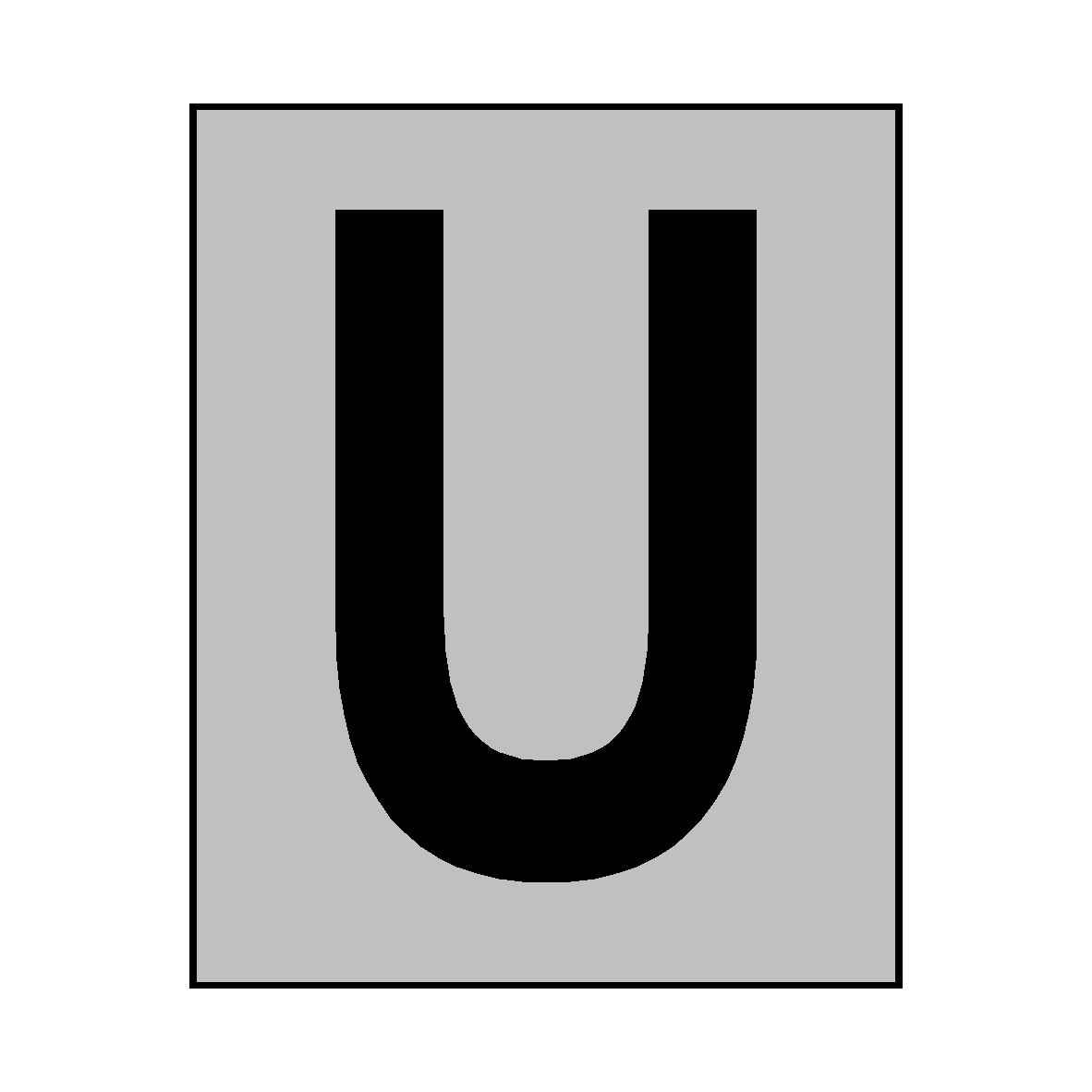 Silver Letter U Sticker | Safety-Label.co.uk