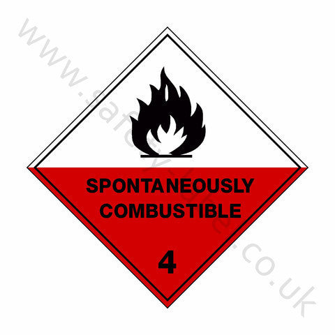 Spontaneously Combustible 4 Sign | Safety-Label.co.uk