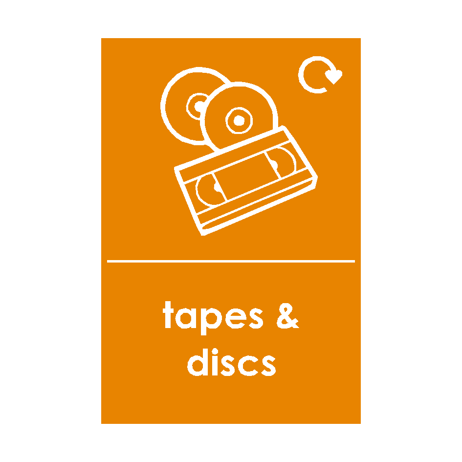 Tapes and Discs Waste Recycling Signs | Safety-Label.co.uk