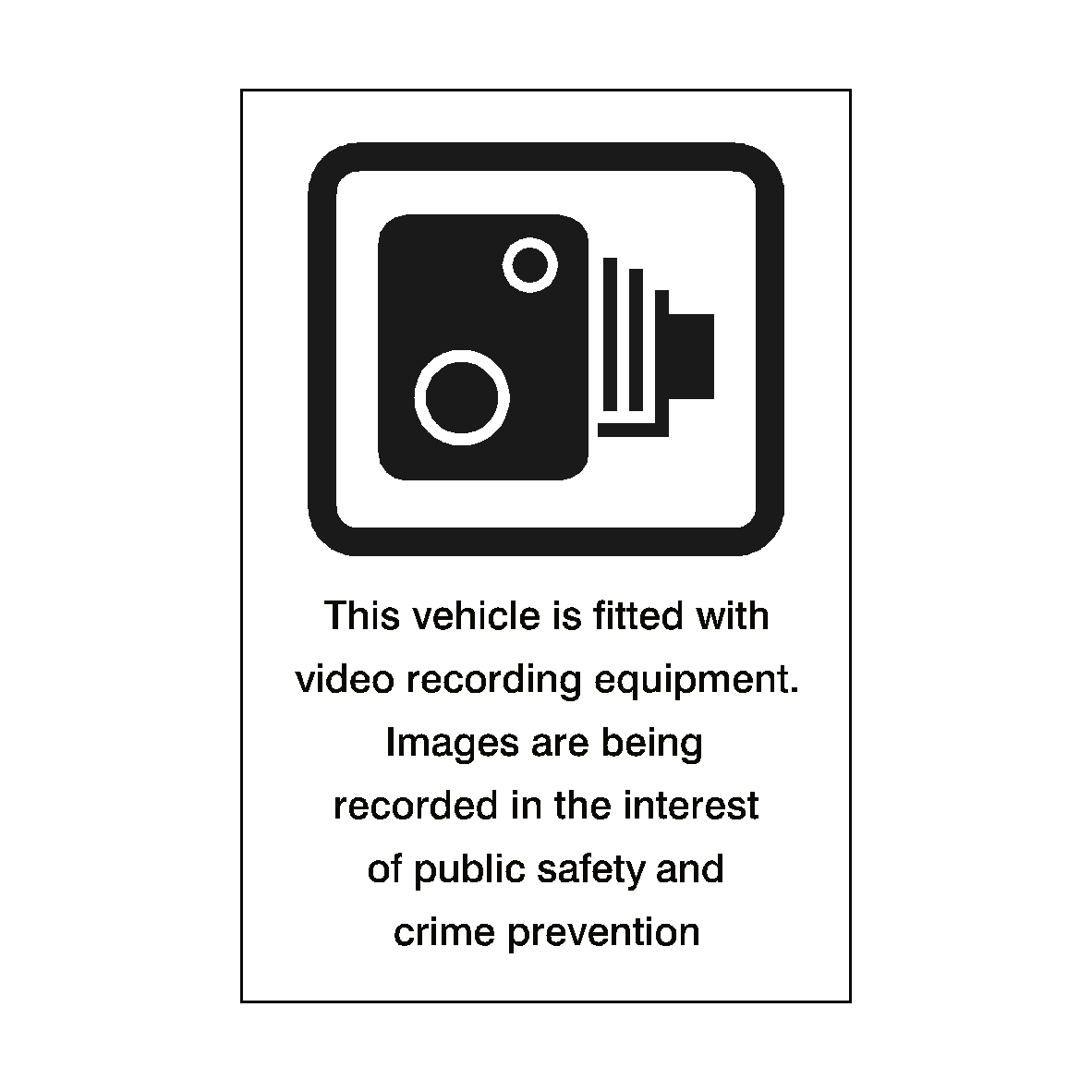 Vehicle Fitted With Recording Equipment Safety Sticker | Safety-Label.co.uk