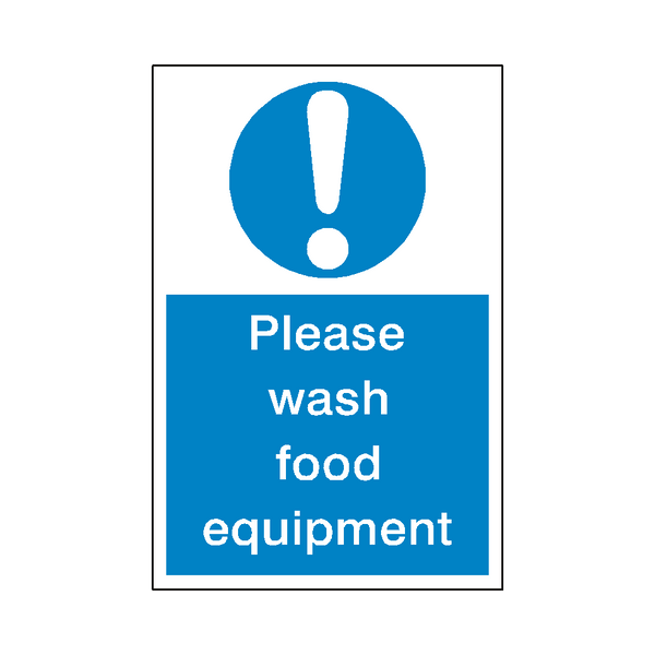 Please Wash Food Equipment Sticker | Safety-Label.co.uk