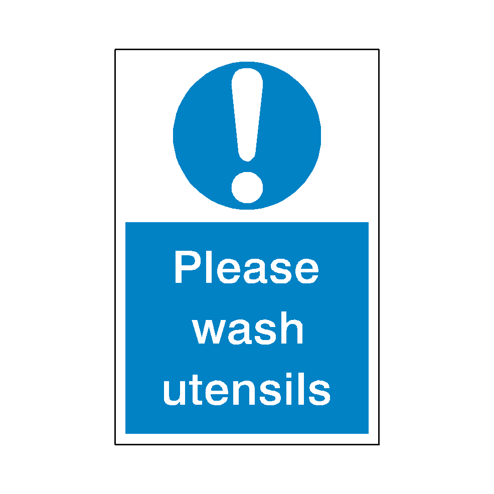 Please Wash Utensils Sticker | Safety-Label.co.uk