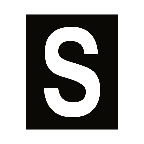 White Letter S Sticker | Safety-Label.co.uk