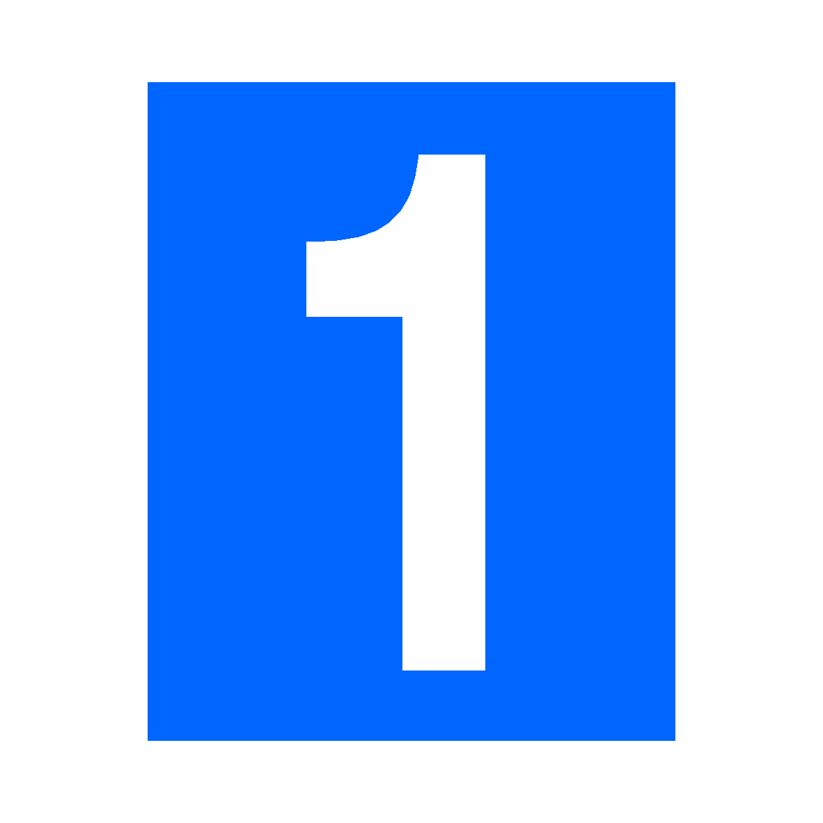 Blue Number 1 Sticker | Safety-Label.co.uk