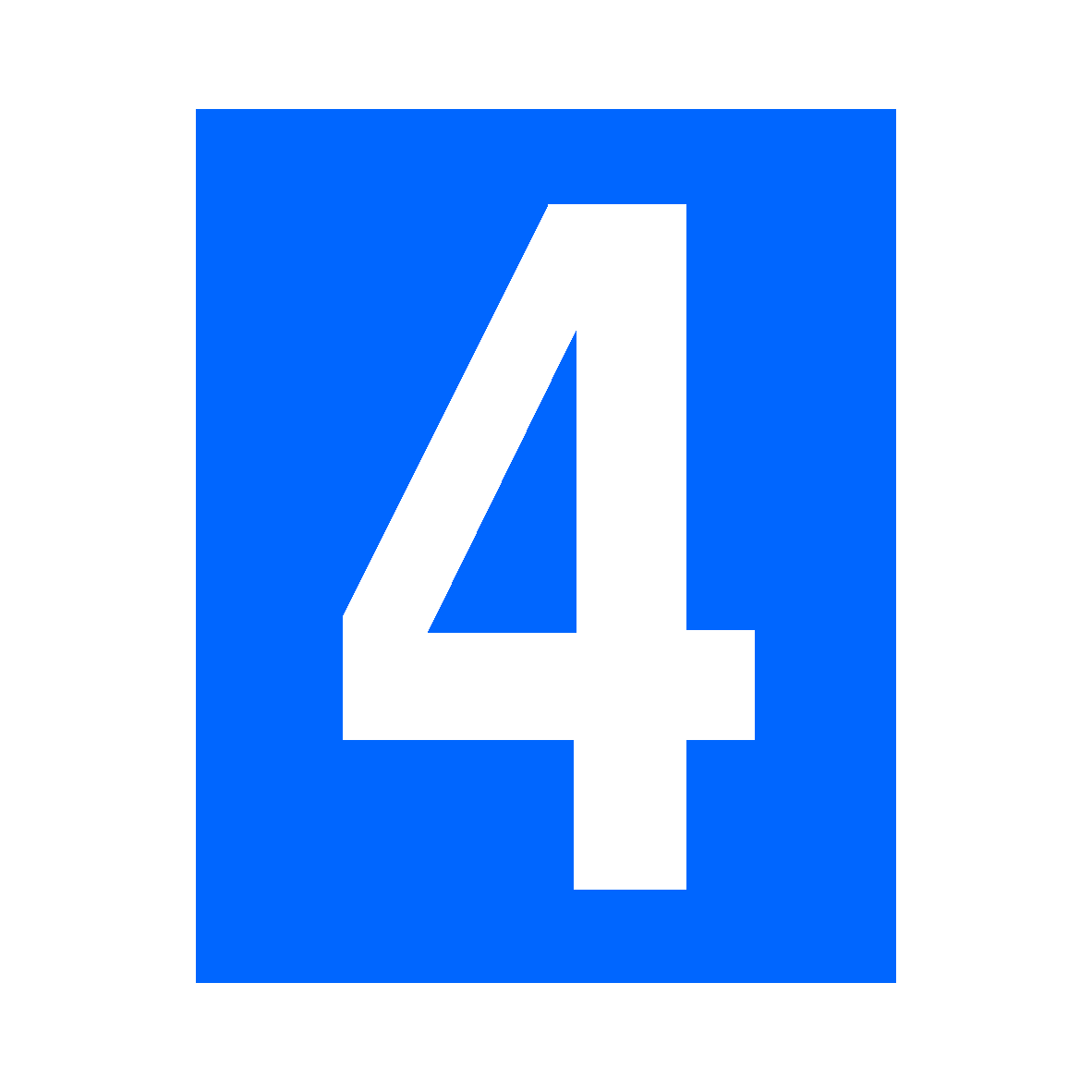 Blue Number 4 Sticker | Safety-Label.co.uk