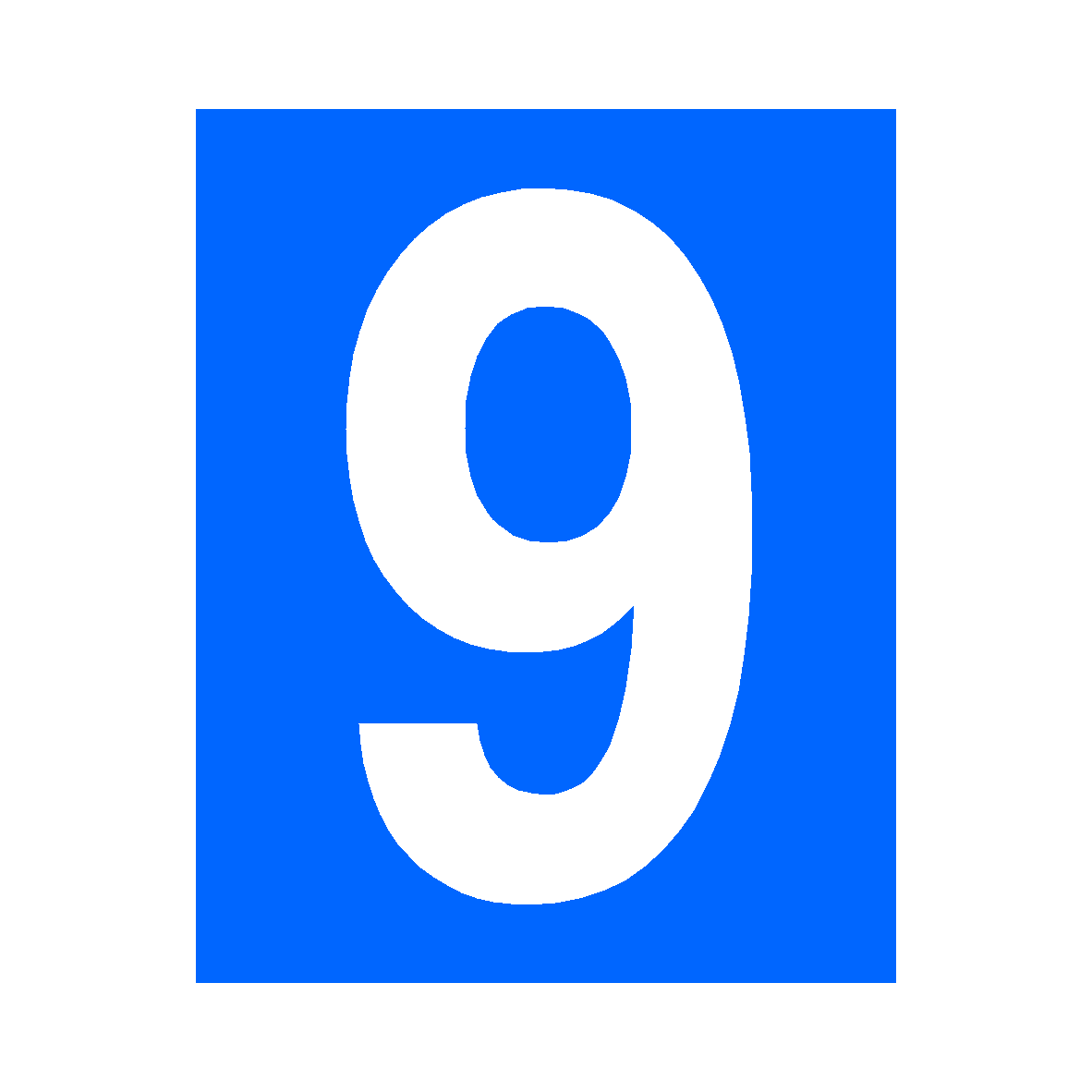Blue Number 9 Sticker | Safety-Label.co.uk