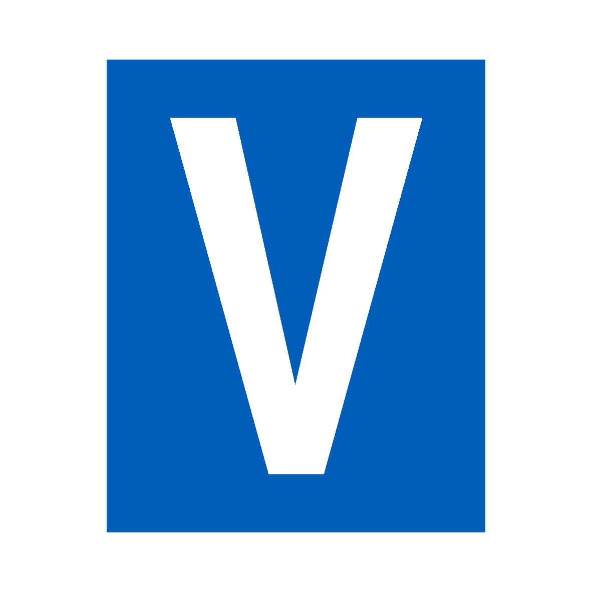 Blue Letter V Sticker | Safety-Label.co.uk