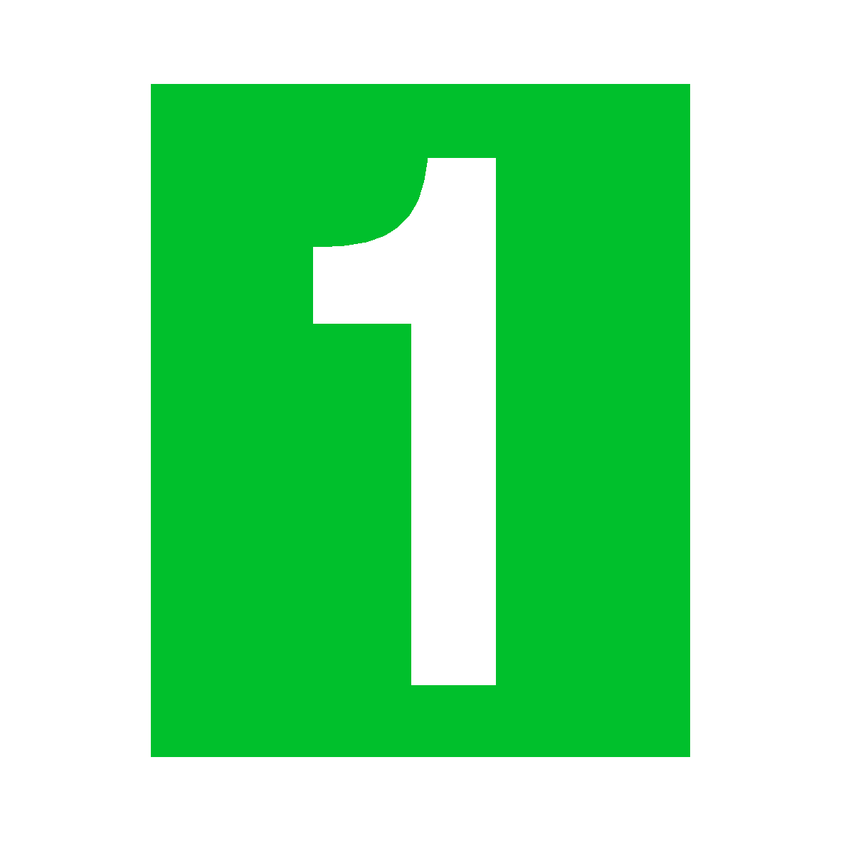 Green Number 1 Sticker | Safety-Label.co.uk