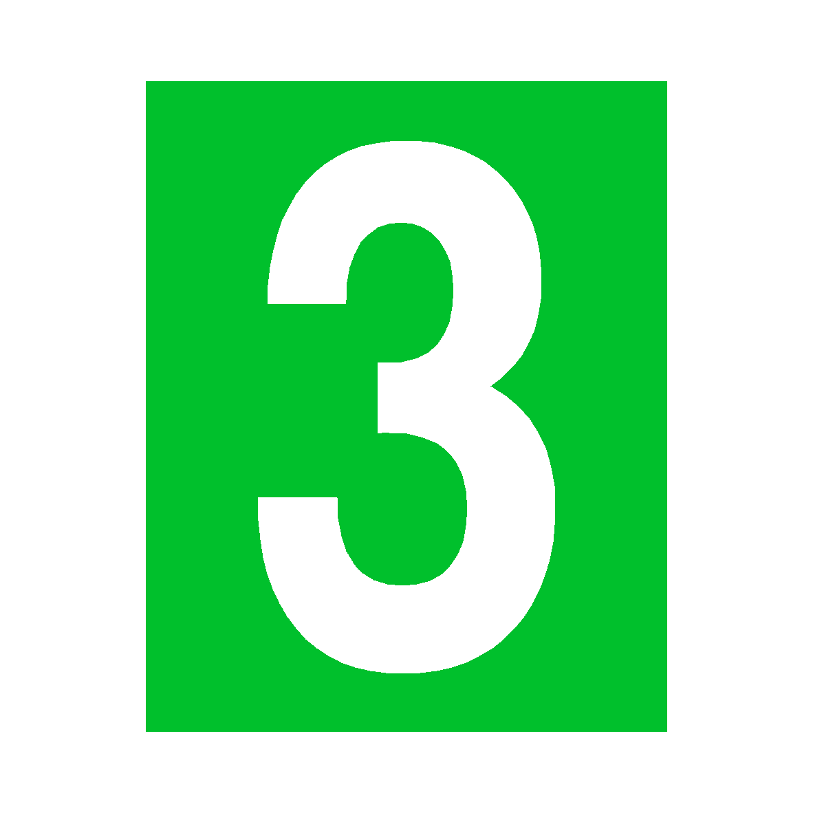 Green Number 3 Sticker | Safety-Label.co.uk
