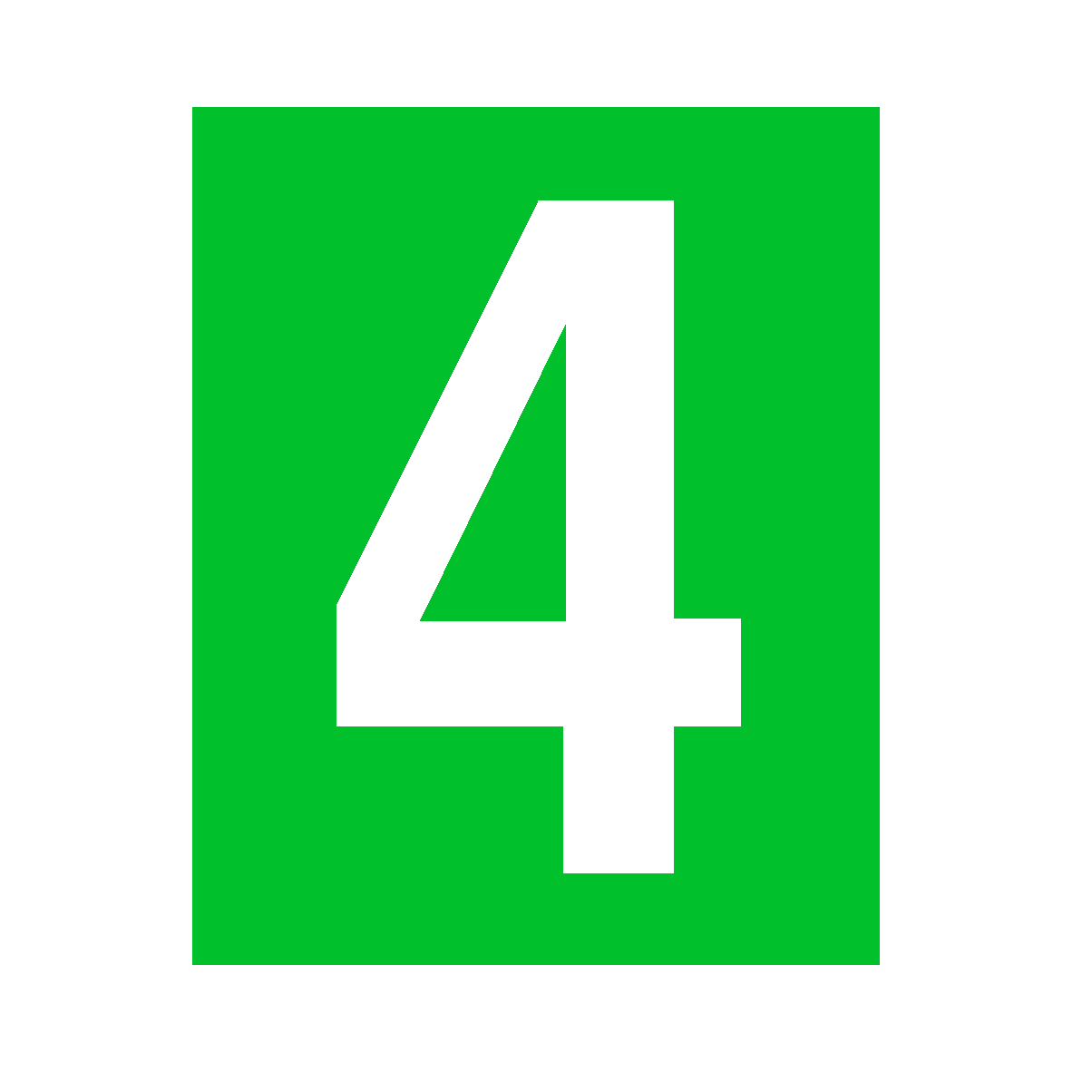 Green Number 4 Sticker | Safety-Label.co.uk