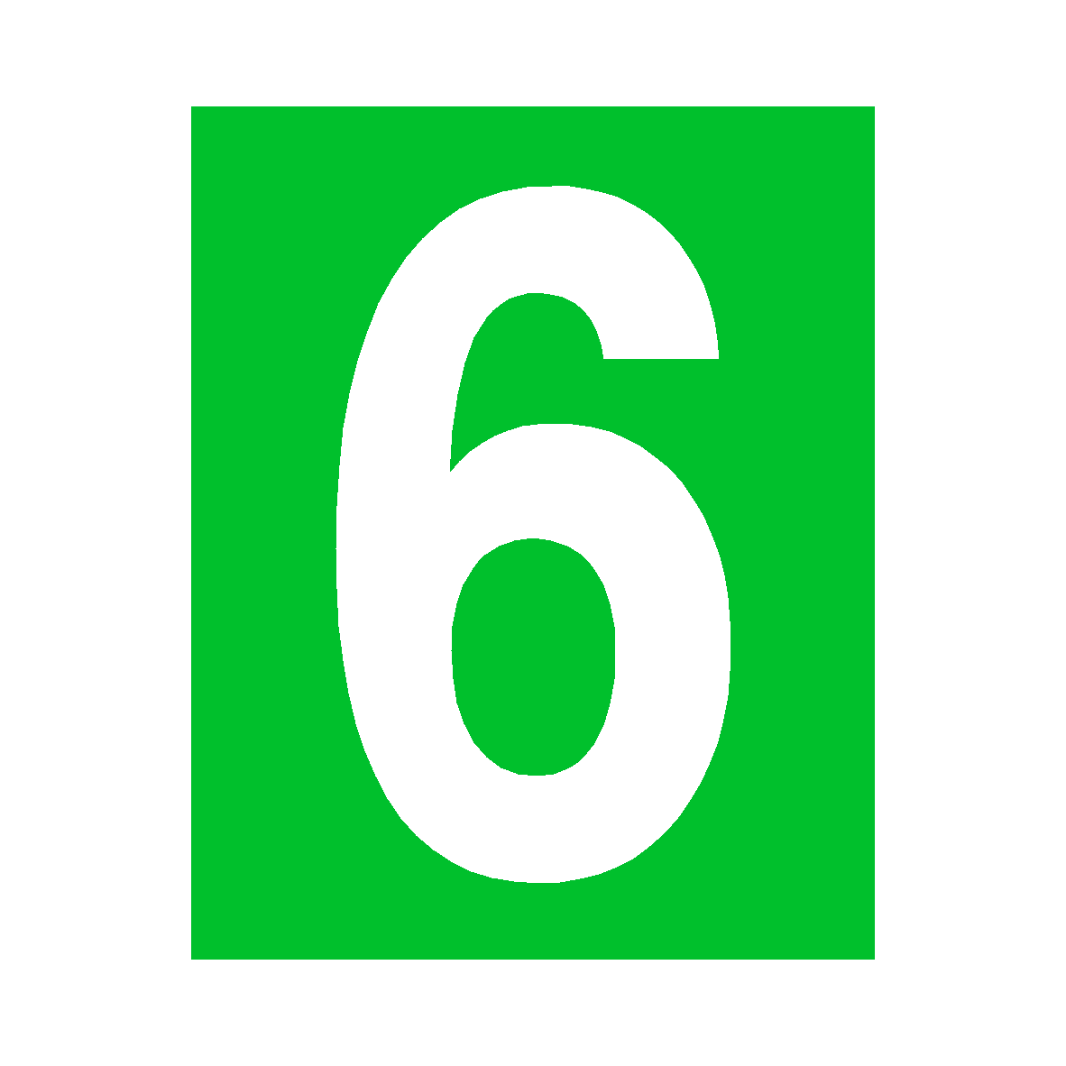 Green Number 6 Sticker | Safety-Label.co.uk