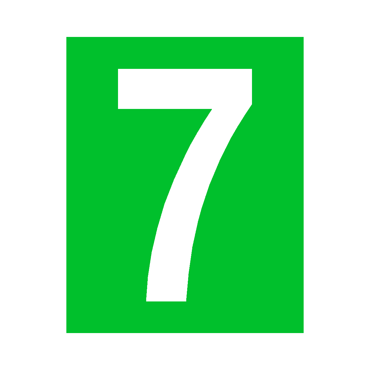 Green Number 7 Sticker | Safety-Label.co.uk