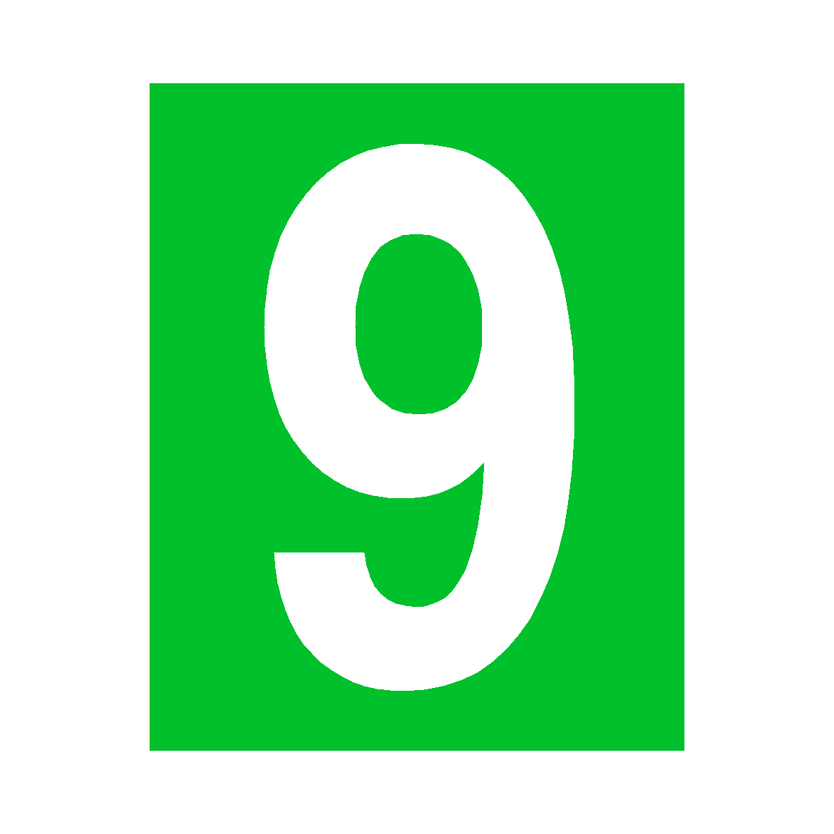 Green Number 9 Sticker | Safety-Label.co.uk