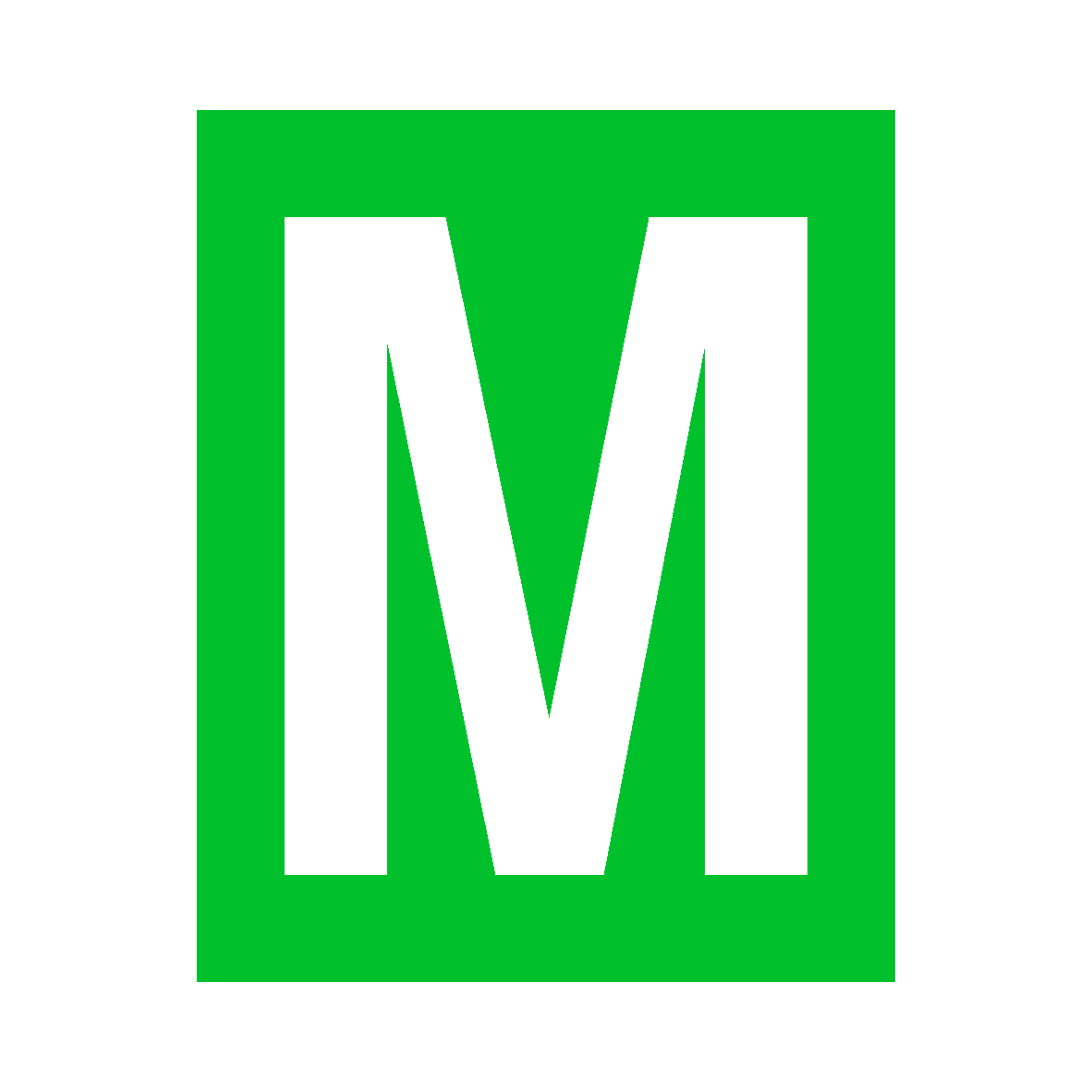 Green Letter M Sticker | Safety-Label.co.uk